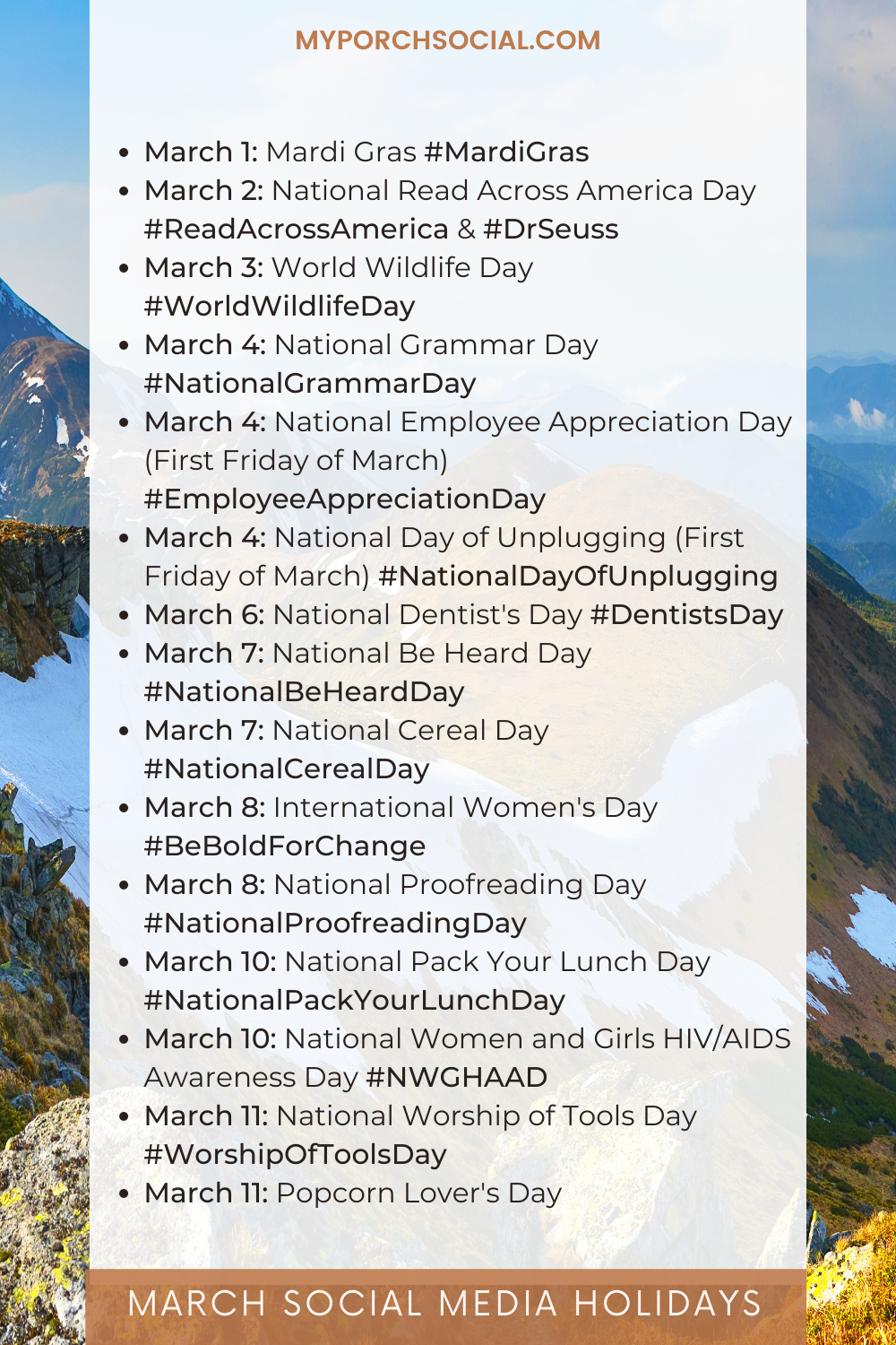 What to Post on Social Media This March | myporchsocial.com