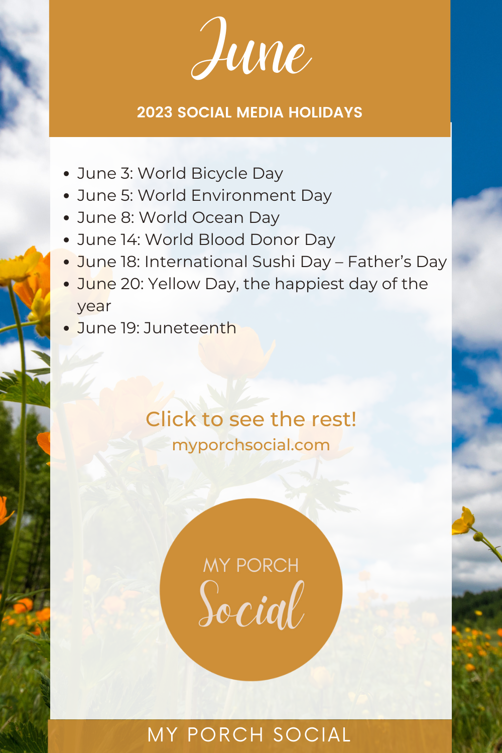 June 2023 Social Media Holidays | myporchsocial.com